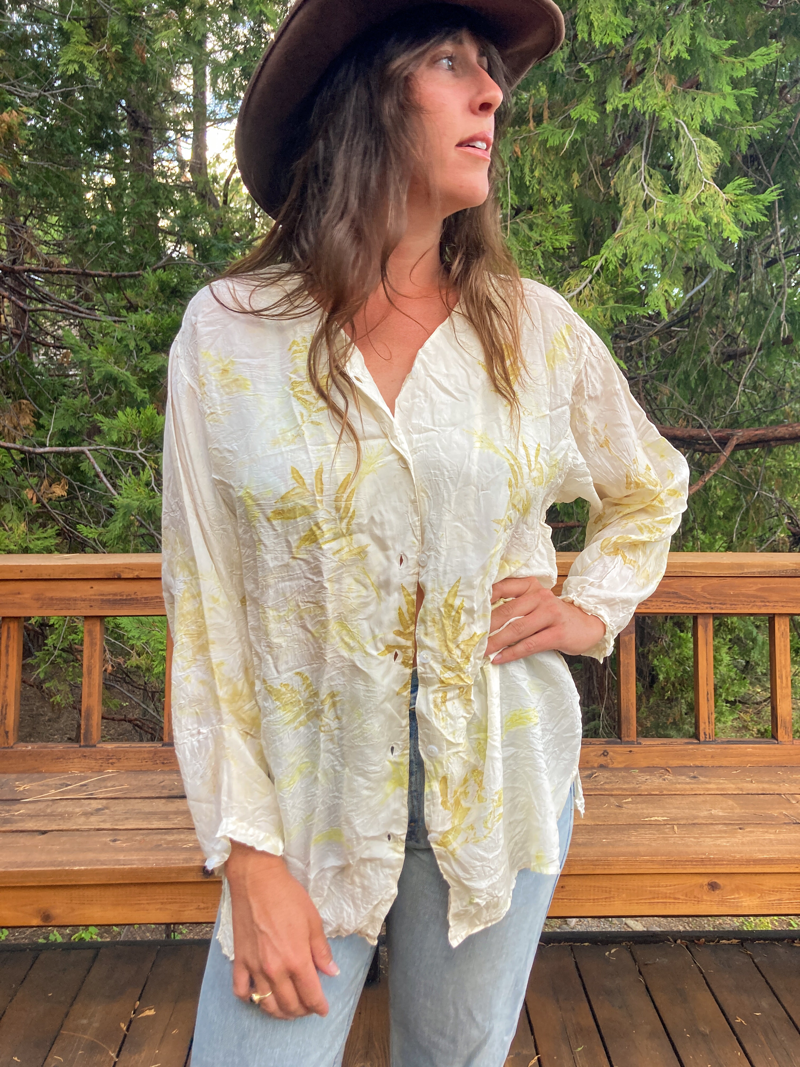 Marigold & Cosmo Leaf Bundle Dyed Silk Blouse – Rootedbotanics
