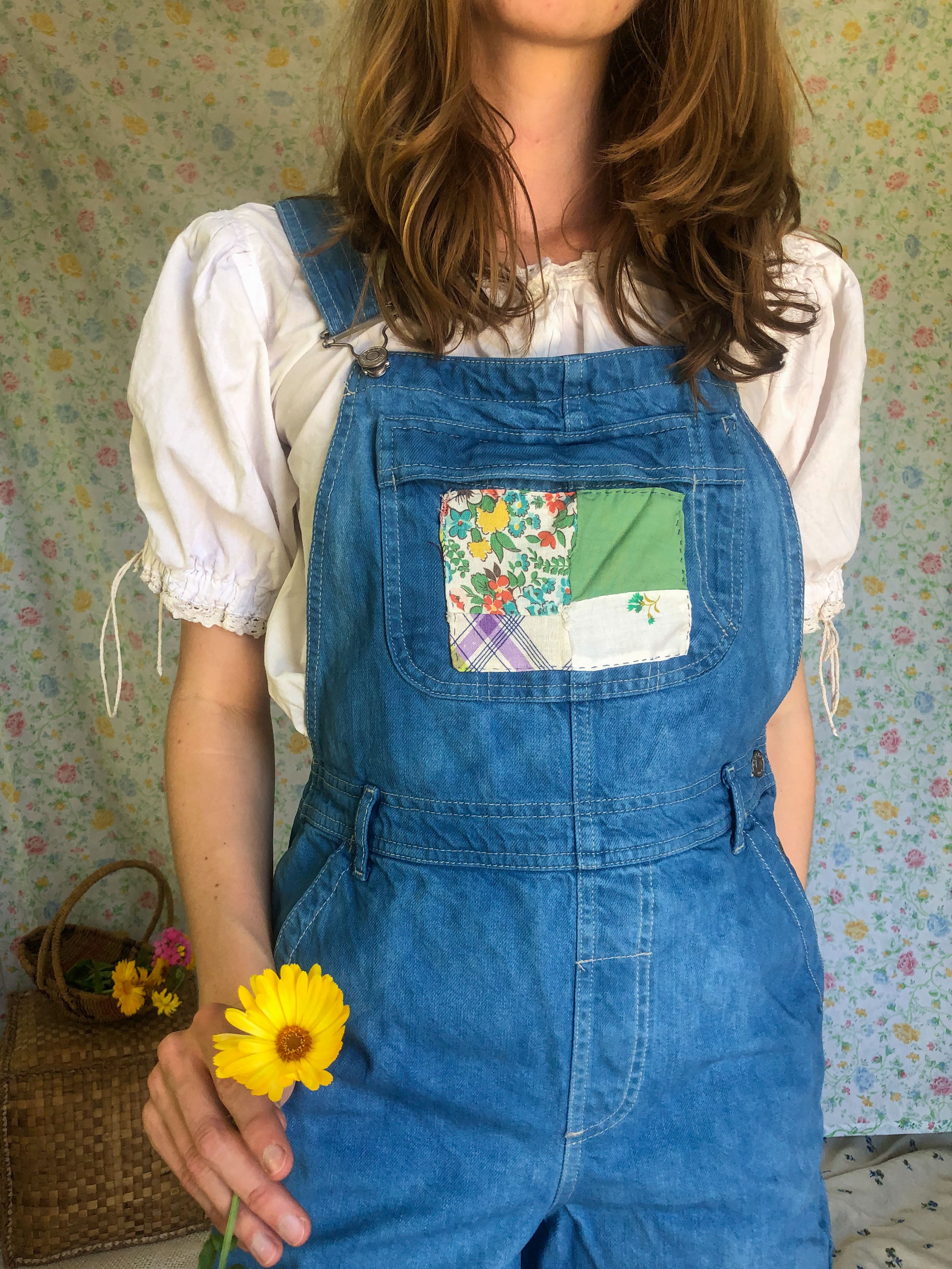 Indigo Patched Short Overalls – Rootedbotanics